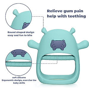 Towwi Teething Toys for Babies 0-6 Months Never Drop Hippo Teething Toys for Babies 6-12 Months Infants, Baby Chew Toys for Sucking Needs, Hand Pacifiers Baby Toys 6 to 12 Months