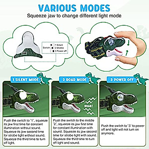 COSOOS LED Headlamp for Kids Flashlight Camping Gear, Roar & Silent Mode, Outdoor Toy Head Lamp for Boy Girl Toddler, 3.4oz Lightweight Headlight, Birthday Gift - Battery Included