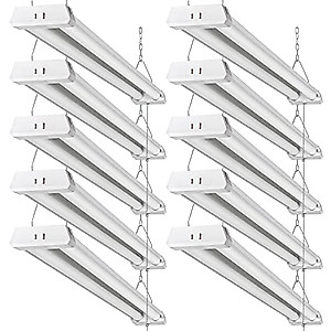 OOOLED 10 Pack LED Shop Light 4FT, 42W 4800LM 5000K Daylight Linkable LED Shop Light, Plug in Shop Light with Pull Chain (ON/Off), 4 Foot LED Shop Lights for Workshop, Garage, Shop