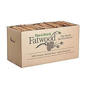 Plow & Hearth Boxed Fatwood Fire Starter All Natural Organic Resin Rich Eco Friendly Kindling Sticks for Wood Stoves Fireplaces Campfires Fire Pits Burns Quickly and Easily Safe Non Toxic (40 LB)
