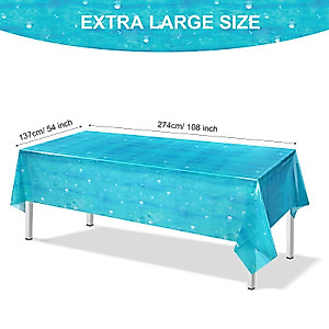 Tiamon 3 Pcs Underwater Bubbles Table Cover Ocean Waves Tablecloth Bubble Water Print Plastic Table Cover for Under The Ocean Beach Pool Mermaid Birthday Party Baby Shower Supplies (54 x 108 Inch)