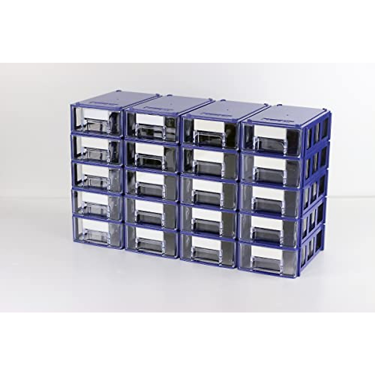 Stackable Storage Drawers Set of 20, Plastic Drawers Organizer for Small Parts Screw Craft Organizer, Mini Drawer Organizer with Dividers and Paper Labels(20 PCS, Blue)