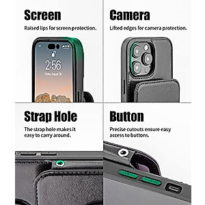 GOOSPERY Rich-Fit iPhone 14 Pro Crossbody Wallet Case for iPhone 14 Pro Case [Strap Included] with Card Holder Lanyard Magnetic Clasp [Kickstand Ring] Heavy Duty Protection, Black