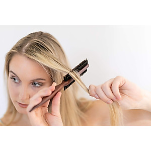 Double Sided Teasing Brush - Boar & Nylon Bristle Teaser Comb with Rat Tail Pick for Hair Sectioning for Edge Control, Backcombing, Smoothing, and Styling Thin & Fine Hair to Create Volume