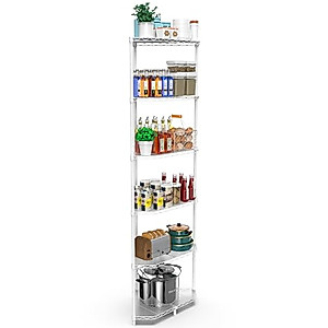 6 Tier NSF Corner Wire Shelf Shelving Unit, 20 x 20 x 72 Inch 600lbs Capacity Heavy Duty Adjustable Metal Storage Rack with Leveling Feet & Shelf Liners for Office Kitchen Bathroom and More - White