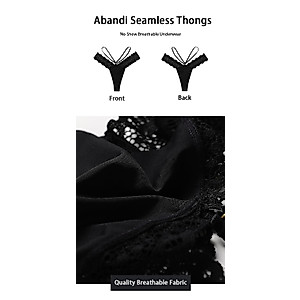 abandi Lace G-String Thongs,Sexy T Back Strappy Panties,Criss Cross Cutout Thong Panties,No Show Underwear 4 Pack,Size M