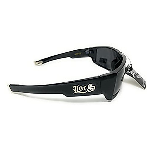 Locs Men's Original All Black Hardcore Sharp Square OG Sunglasses, Wrap