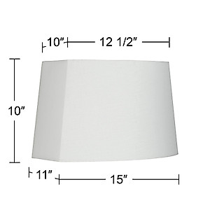 Set of 2 Hardback Oval Lamp Shades White Medium 12.5" Wide x 10" Deep at Top and 15" Wide x11" Deep at Bottom and 10" High Spider with Replacement Harp and Finial Fitting - Springcrest