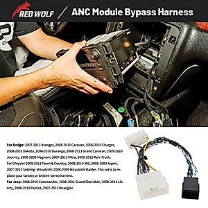 RED WOLF Car ANC Module Bypass T-Harness Plug Connector CH01 for Dodge Ram Jeep Chrysler 2007-2011 Add Aftermarket Amplifier Subwoofer to Non Factory Amp System Plug and Play