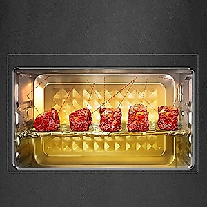 Mini Ovens 360° Rotating Fork Black Electric Oven, Household 1500W Baking Multi-Function Electric Oven, 32L Large Capacity Upper and Lower Independent Temperature Control Small Oven