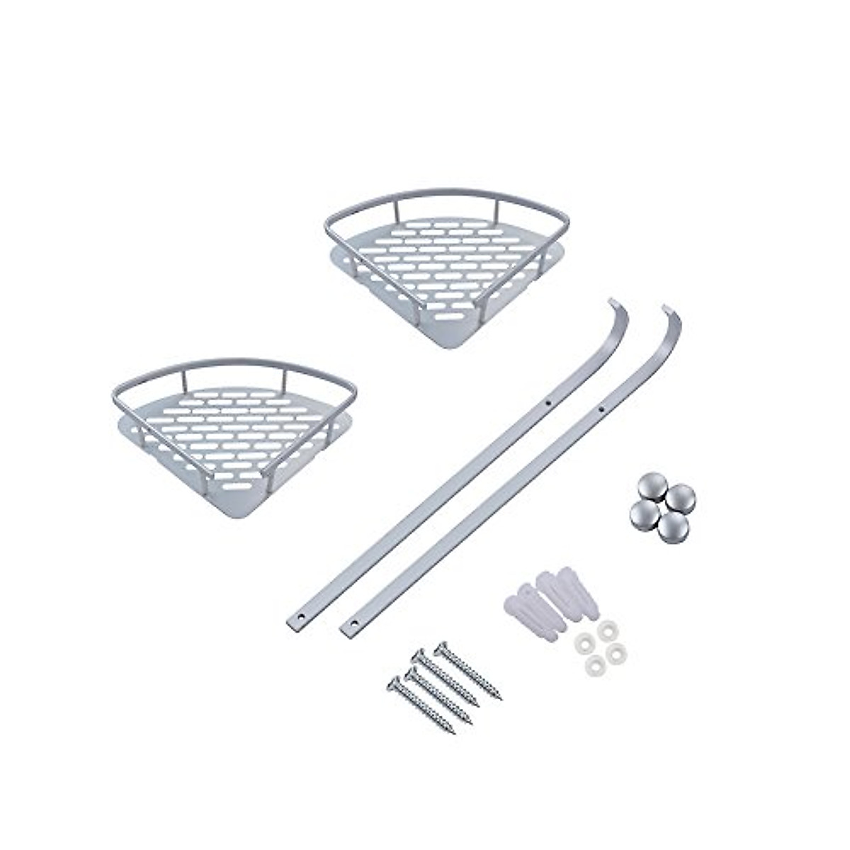 Bathroom Corner Shelf,2 Tier Shower Caddy Shelf Storage Rack Aluminum Satina Corner Shampoo Basket Holder