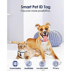 PawsRealm NFC & QR Code Pet ID Tag, Silicone Silent Dog Tag, Cat Name Tag, Personalized Customized Dog Tag, Modifiable Pet Online Profile, Instant Pet Location Alert Email, Anti-Lost Function