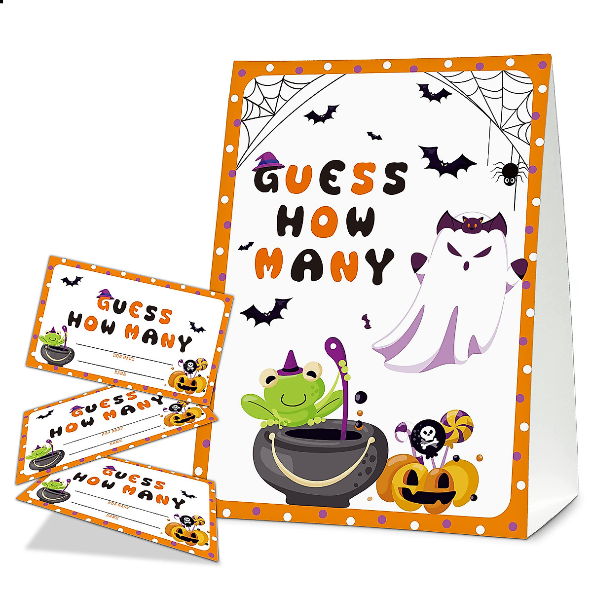 Halloween Bridal Shower Game Sign and Card, Halloween Guess How Many Party Game Set, 1 Sign With 50 Guess Tickets –LK-014