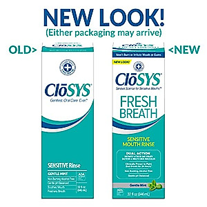 CloSYS Sensitive Mouthwash, 32 Ounce, 2 Count, Gentle Mint, Alcohol Free, Dye Free, pH Balanced, Helps Soothe Mouth Sensitivity, Fights Bad Breath
