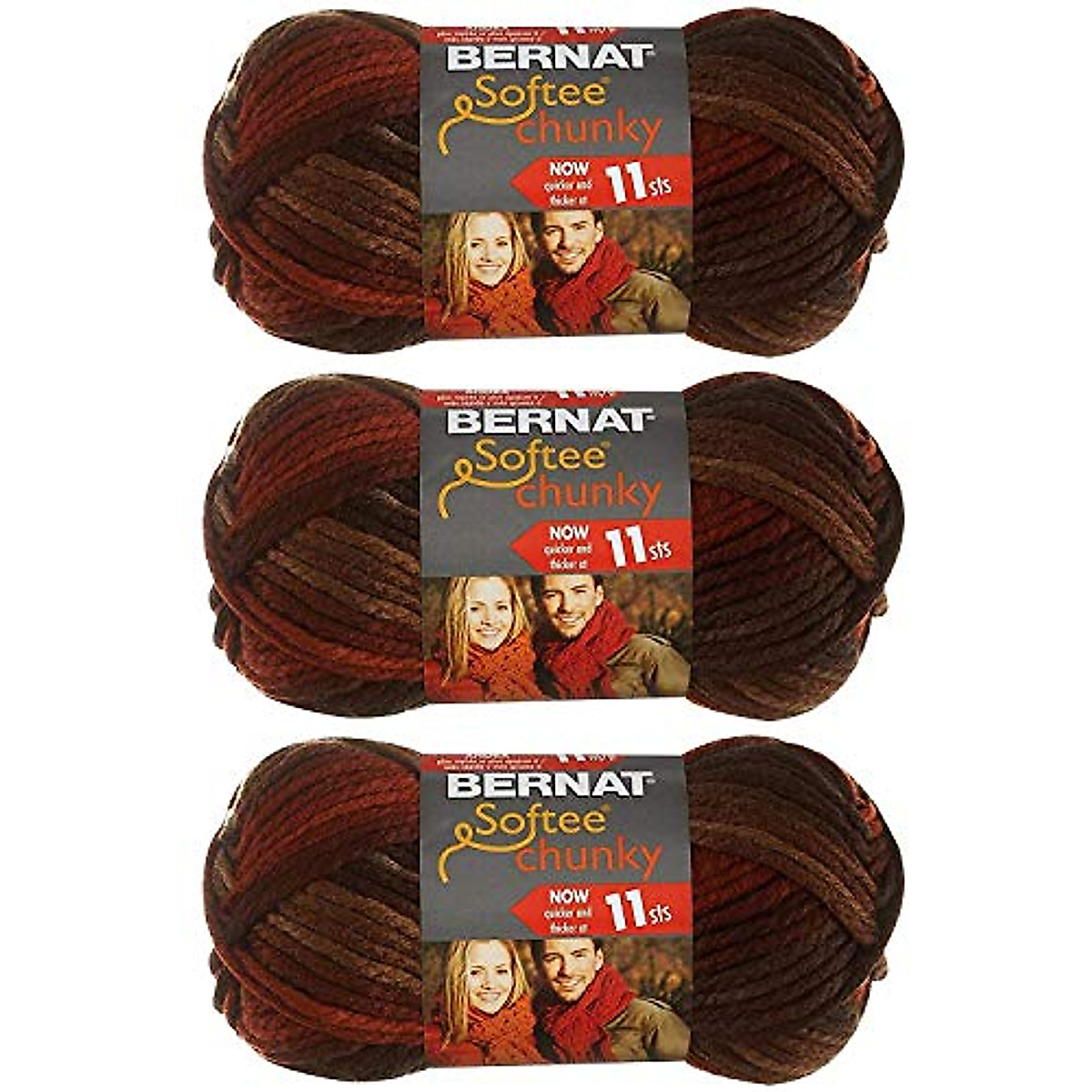 BERNAT Softee Chunky Ombre- Pack of 3 Balls - 80G Each Ball - Terra Cotta Mist