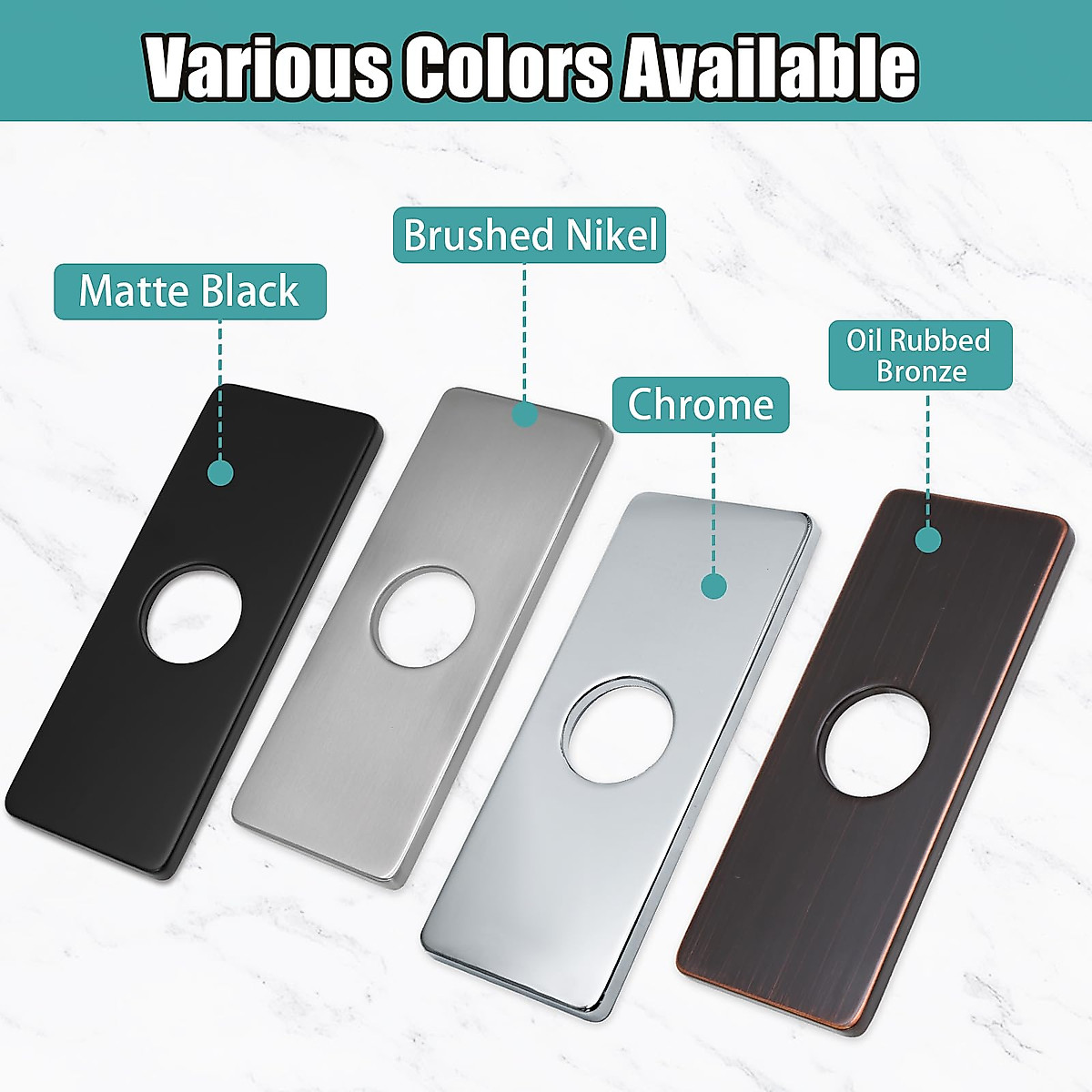 Murtenze 6 Inch Sink Faucet Hole Cover Deck Plate, Matte Black Escutcheon Faucet Plate, Stainless Steel Faucet Hole Cover for Kitchen Bathroom Sink 1 Hole or 3 Hole 4 Inch Centerset, 1 Pack