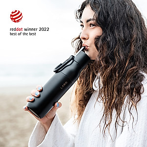 LARQ Bottle Filtered - Insulated Stainless Steel Water Bottle BPA Free with Nano Zero Technology and Long-Lasting Filters, Obsidian Black, 17oz