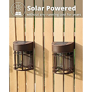 DOESLAG Solar Fence Lights, 8 Pack Deck Lights Waterproof Solar Outdoor Lights for Garden Fence Post Backyard Decor, Brown