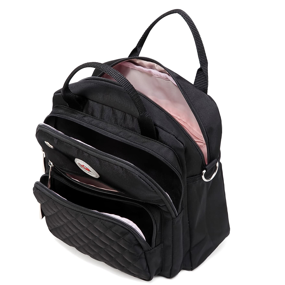 Small Waterproof Diaper Bag Tote Messenger Backpack-Black