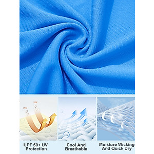 MAGCOMSEN Swim Shirts for Women Athletic Shirts Women Fitted Running Shirts Women Sun Protection Shirts for Women Lightweight Shirts Long Sleeve Tee Azure