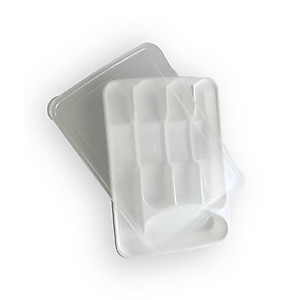 BLACK PEARL Utensil and Silverware Organizer tray for drawer with cover -Cutlery Flatware Organizer with lid - for kitchen drawer, BBQ, picnic, Covered flatware tray,5 Compartments - Plastic (WHITE)