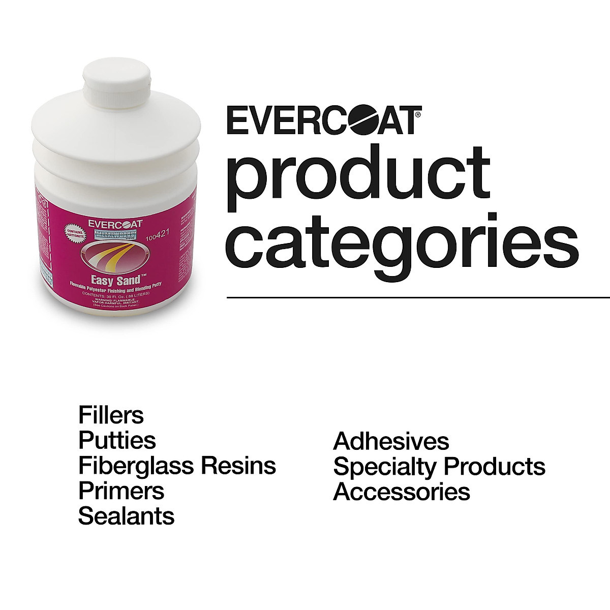 Evercoat Easy Sand Polyester Finishing & Blending Putty for Steel, Fiberglass & More - 30 Fl Oz