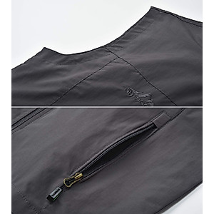 Spanye Men Vest Outdoor Leisure Multi-Pocket Loose Fit Vests Photography Fishing Jacket (Gray, Medium)