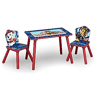 PZCXBFH Children PAW Patrol 4-Piece Playroom Set Includes Table with 2 Chairs and Deluxe Toy Box, Blue red