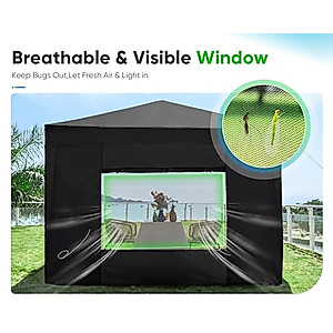 Quictent Privacy 8x8 Pop up Canopy Tent with Sidewalls and Roll-up Ventilated Windows, One Person Setup, Ez Outdoor Commercial Gazebo Shelter Enclosed Waterproof, Bonus 4 Sandbags (Black)