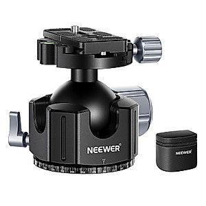 Neewer Low Profile DSLR Camera Tripod Ball Head, 54mm All Metal Panoramic Camera Mount Tripod Head with 1/4” Quick Release Plate for DSLR Camera/Camcorder, Tripod, Monopod, Slider, Max Load 77lb/35kg