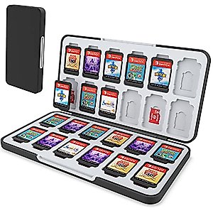 HEIYING Game Card Case for Nintendo Switch& Switch OLED Game Card or Micro SD Memory Cards,Portable Switch Game Memory Card Storage with 24 Game Card Slots and 24 Micro SD Card Slots. (Black)