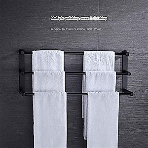 Black Drill Free Towel Rack Thicken Space Aluminum One Body Multiple Rod Towel Bars Polished Finish Wall-Mounted Towel Rail,Color:B Bathroom (Color : C, Size : 60cm)