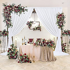 10ft x 10ft White Backdrop Curtains Panels for Party Wrinkle Free Fabric Backdrop Drapes Decorations Cloth for Wedding Baby Shower Photography Engagement Bridal Shower Gender Reveal Background Curtain