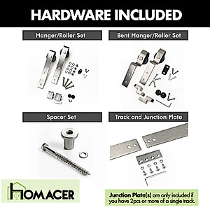 Homacer Mini Brushed Nickel Single Track Bypass Sliding Barn Door Hardware Kit, for Two/Double Doors, 48-inch Long Flat Track, Straight Design Roller, Cabinet TV Stand Console Use…