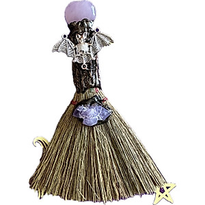 Crystal Amethyst Quartz Stone Witch Broomstick, Craft Decor, Gift (Rose Quartz)