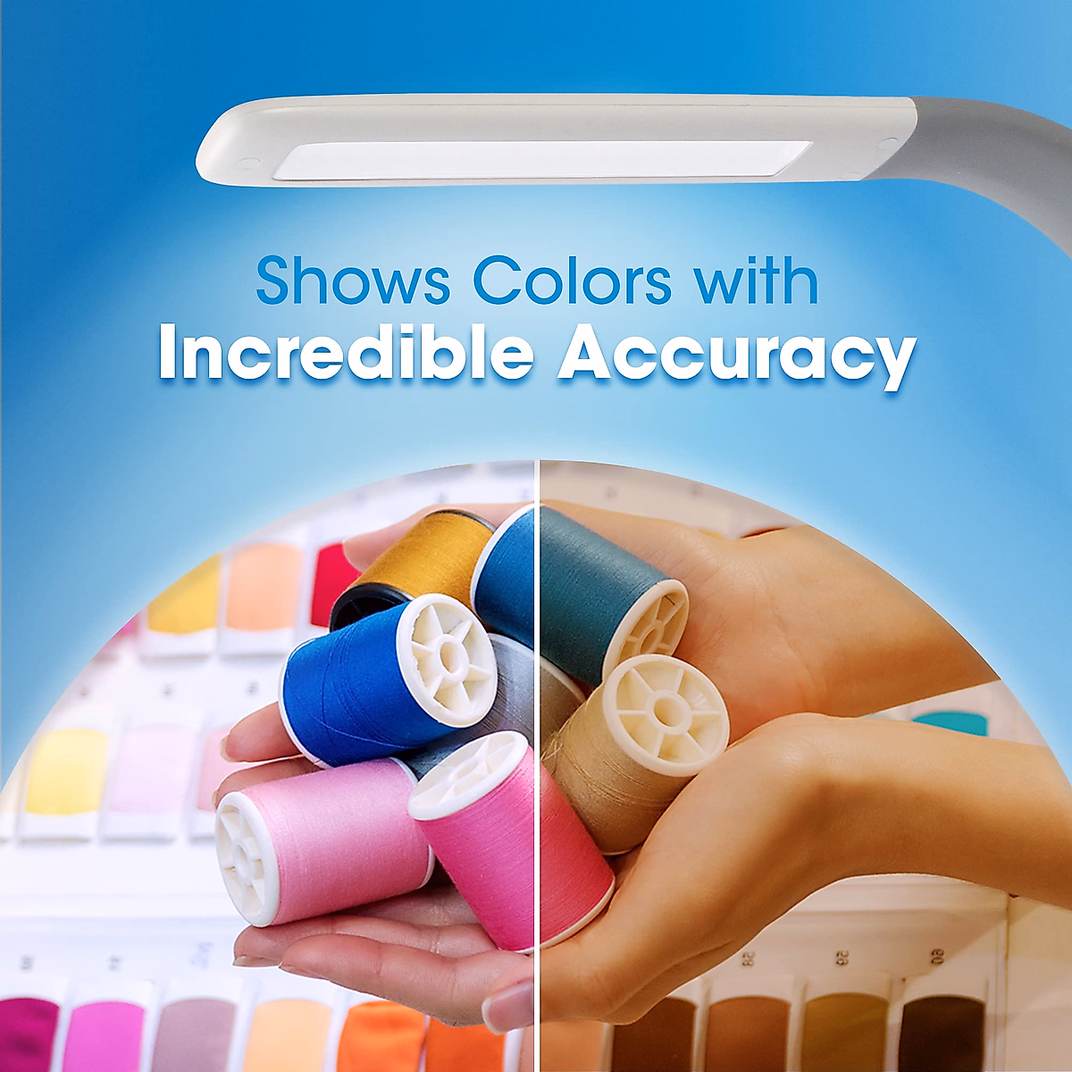 OttLite Cool Breeze LED Lamp with Bladeless Fan - 3 Speed Options & 5 Brightness Settings with Energy Efficient Natural Daylight LEDs - Desktop, Table or Nightstand Lamp for Studying or Reading