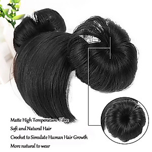 colorvay 1 Pack Baby Wig Braid Hairband for Kids, Children's Fake Bangs Headband with Head Buckle for COS Hair Accessories (Black)