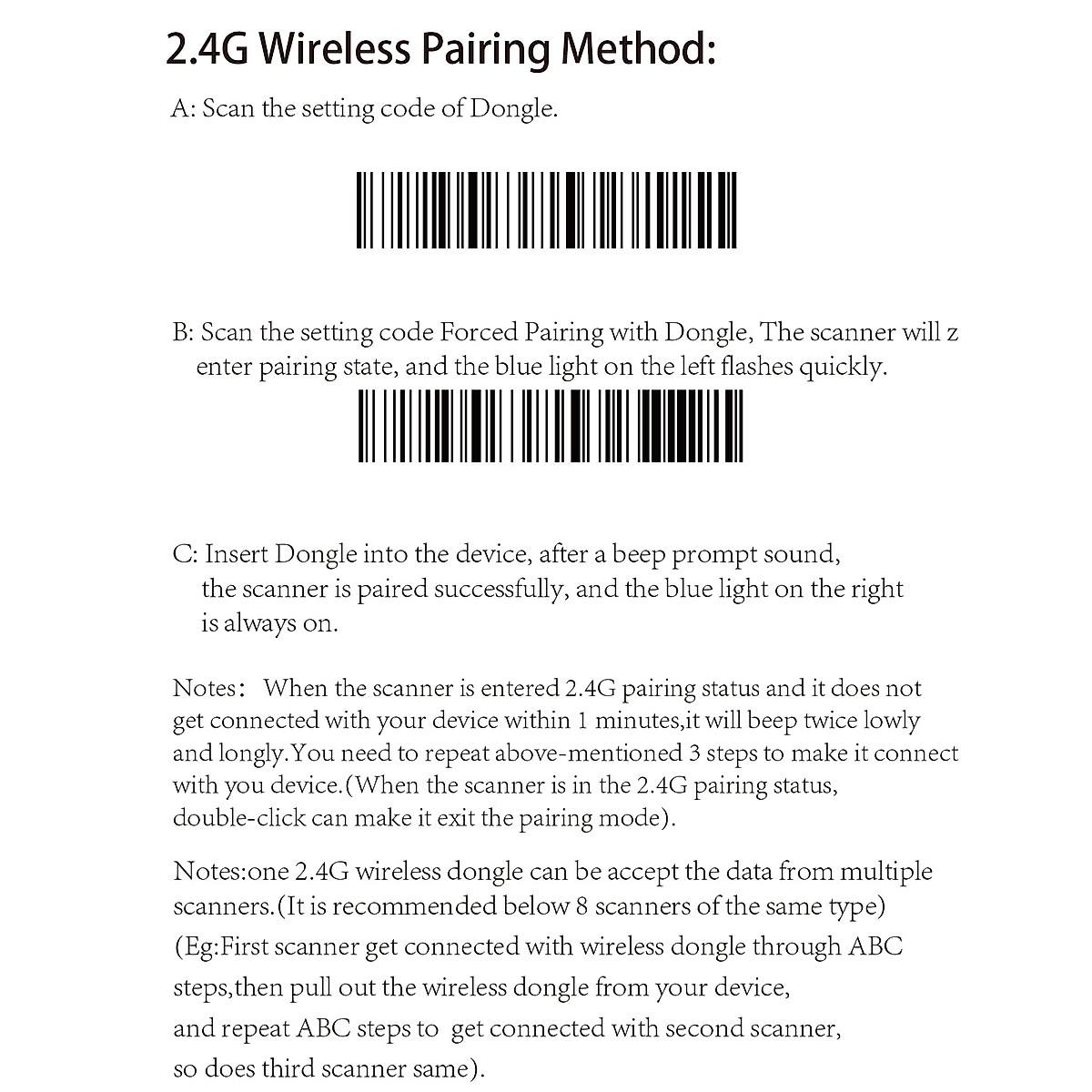 Symcode Wireless Handheld Barcode Scanner Versatile 2-in-1 (2.4Ghz Wireless+USB 2.0 Wired) 328 Feet Transmission Distance Rechargeable 1D Laser Automatic Bar Code Reader Scanner(Black)