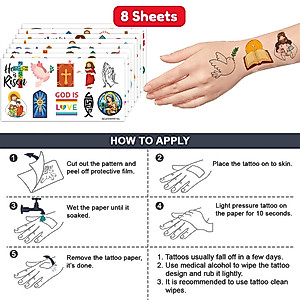 Easter Religious Temporary Tattoos Holy Week Christian Faith Jesus Cross He is Risen Spring Themed Stickers for Kids Party Supplies Decorations Favors and Prizes Gifts for Boys and Girls Ideal School