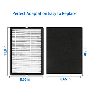 Bibolic HEPA 9000 Replacement Filter Kit Fit for VEVA ProHEPA 9000 Air Purifier, Include 2 True HEPA Replacement Filters & 8 Activated Carbon Pre-Filters