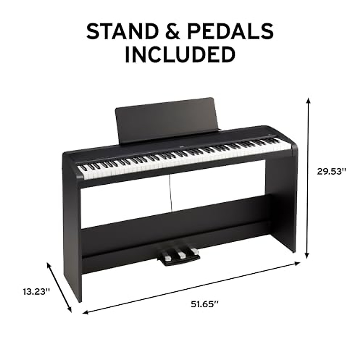 Korg, Portable Digital Piano with 88-Key Full Size Weighted Keyboard, Built-in Speakers, Furniture, Music Stand, and 3-Pedal Unit (B2SP BK)