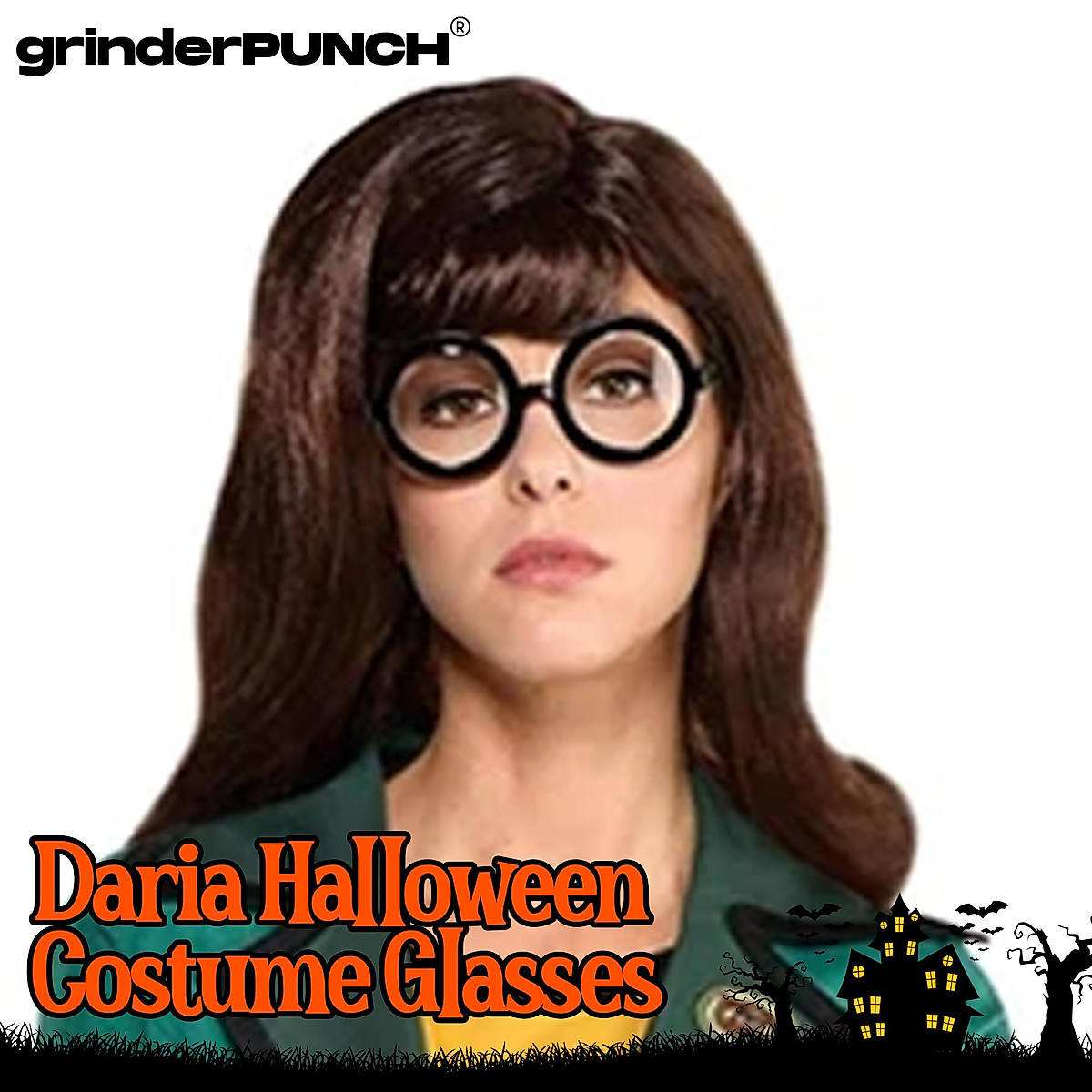 grinderPUNCH Costume Glasses | Thin Round Nerd Halloween Eyeglasses | Wizard Glasses | Adults (Black)