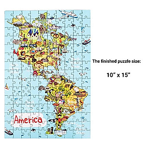 Terra Puzzles America Map Wooden Jigsaw Puzzle 152 Piece, 10x15 inches