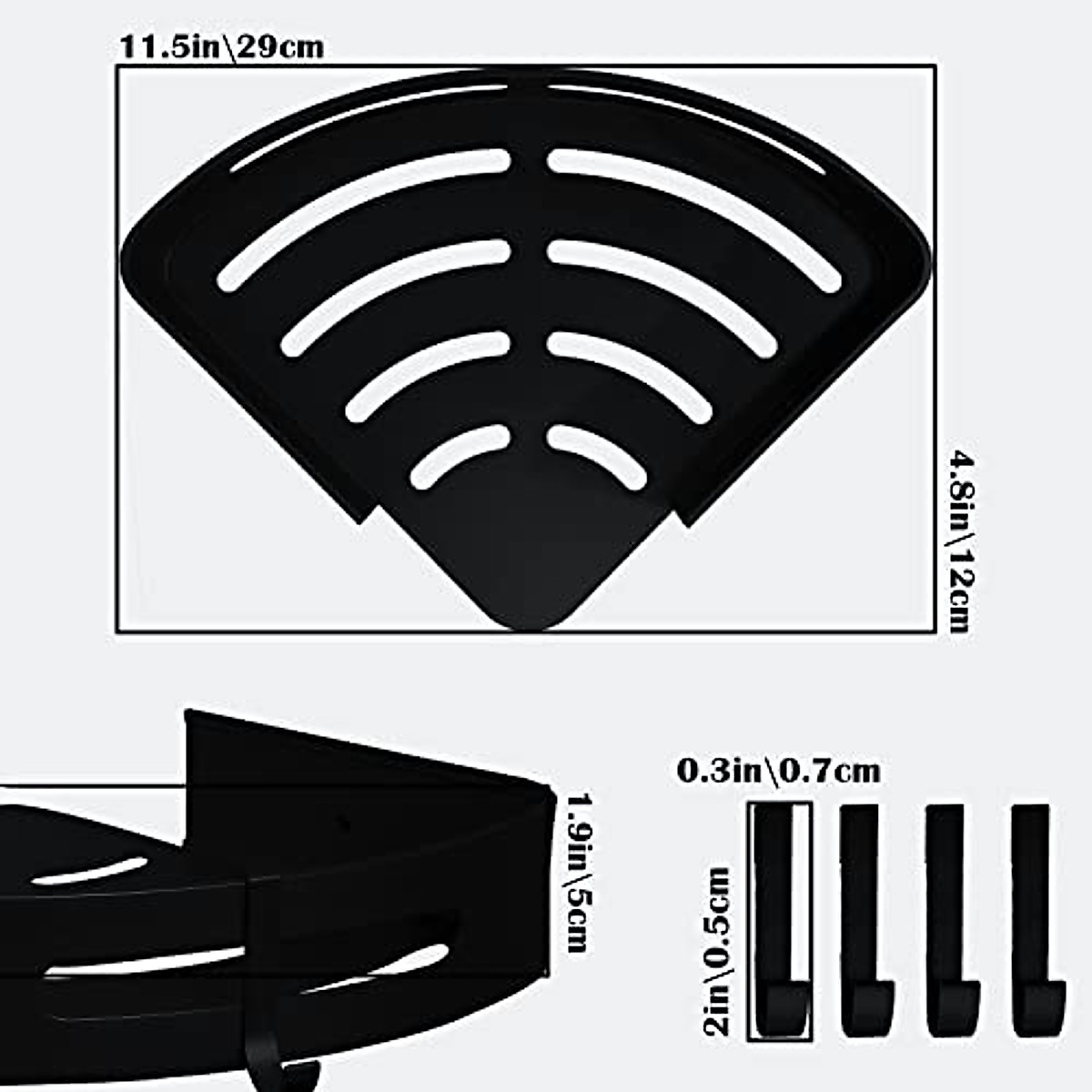 Bath Corner Shower Shelves Caddy, Bathroom Shelf Wall Mounted, Bathroom Shower Caddy Organizer for Kitchen Toilet 2 Pack (Black)