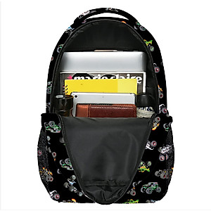 LAXLIIO Cool Trucks Backpack Lightweight Bookbag For Teens Men Women Bags Resistant Durable 17 inches