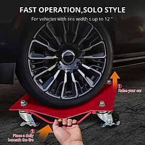 GarveeTech Wheel Dolly - 6000 Lbs Car Moving Dolly, Wheel Dolly Car Tire Stake Set of 4,Heavy-Duty Car Tire Dolly Cart, 16"x12", Red