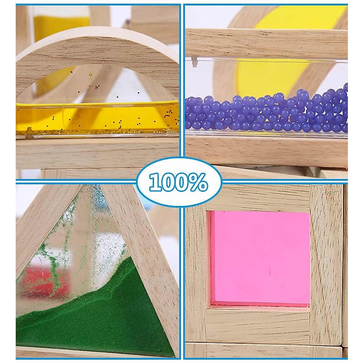 Large Wooden Building Blocks for Toddlers Baby Kids 16 Pcs Rainbow Blocks Geometry Sensory Stacking Construction Toys Set Colorful Preschool Learning Educational Toys for Boys & Girls…