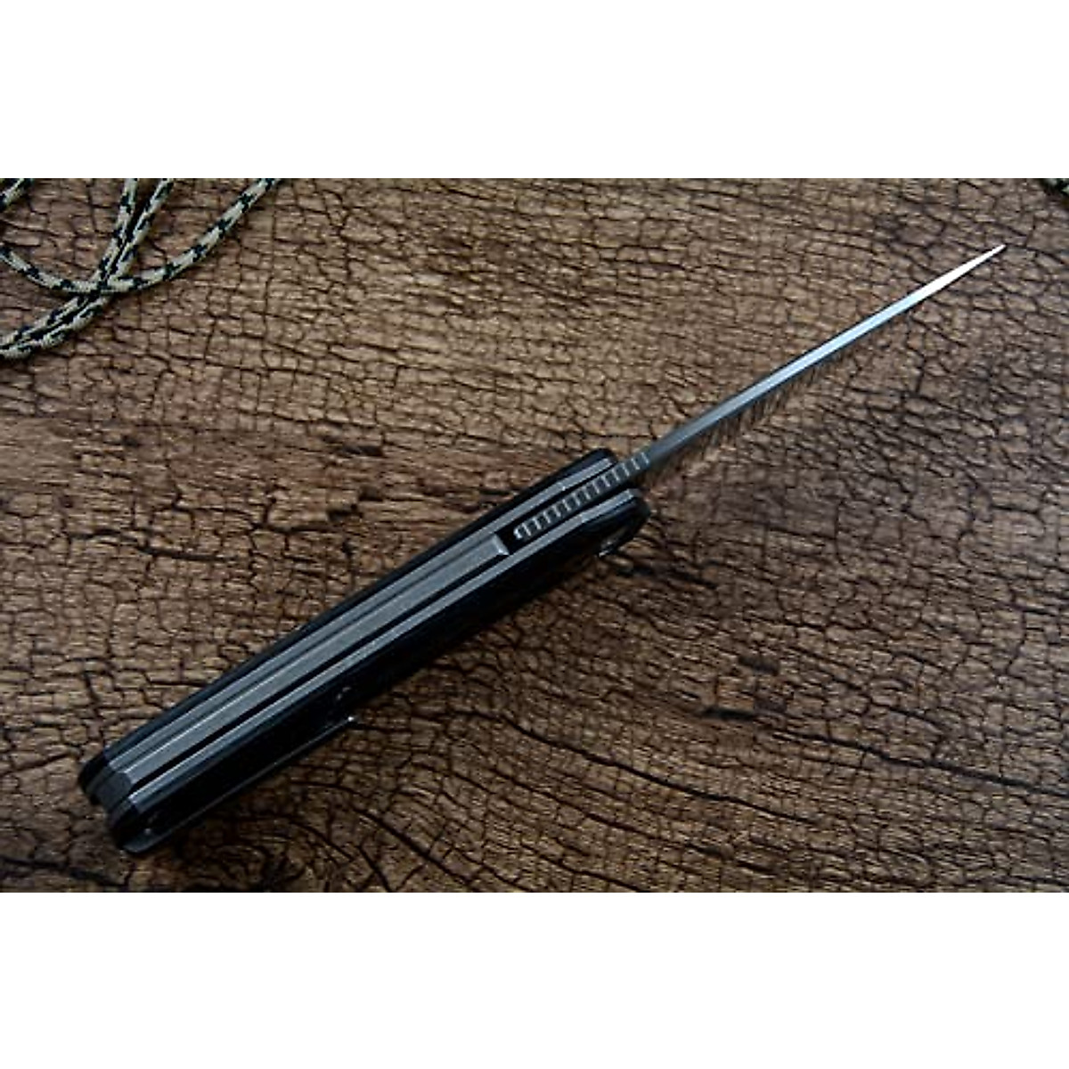 TwoSun 14C28N Satin Blade Carbon Fiber Handle Outdoor Camping Hunting Pocket Knife TS243