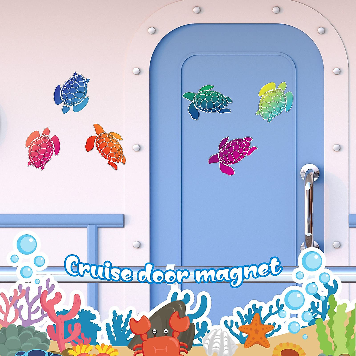 LEIFIDE 6pcs Cruise Door Decorations Magnetic Towel Animals Cruise Door Magnet Car Magnets Sticker Ocean Cruise Ship Door Decorations Funny Fridge Door Magnets Decor(Sea Turtle)