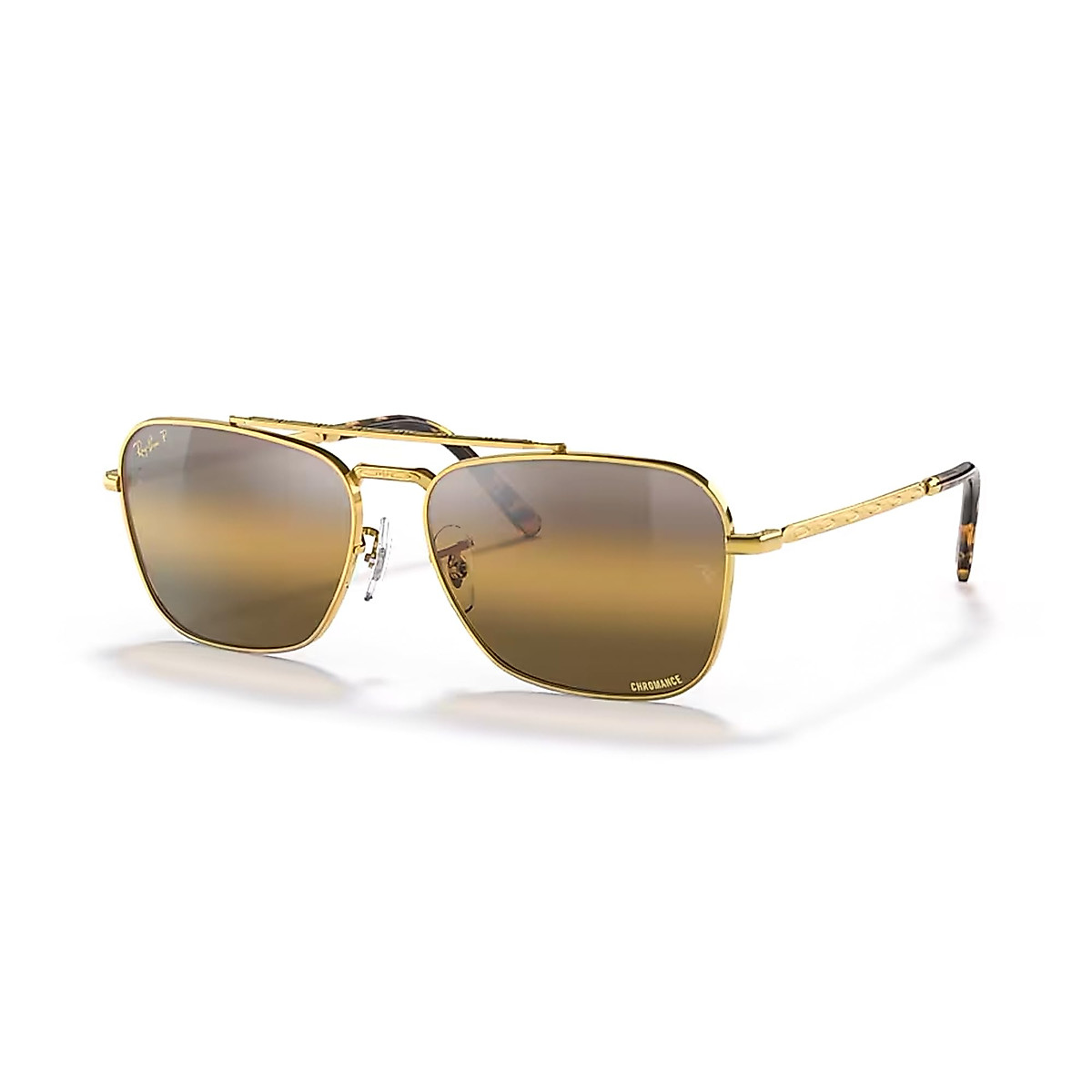 Ray-Ban New Caravan RB3636 9196G5 58MM Legend Gold/Crystal Lens Polarized Clear Gradient Dark Brown Mirror Chromance Square Sunglasses for Men for Women + BUNDLE With Designer iWear Eyewear Kit